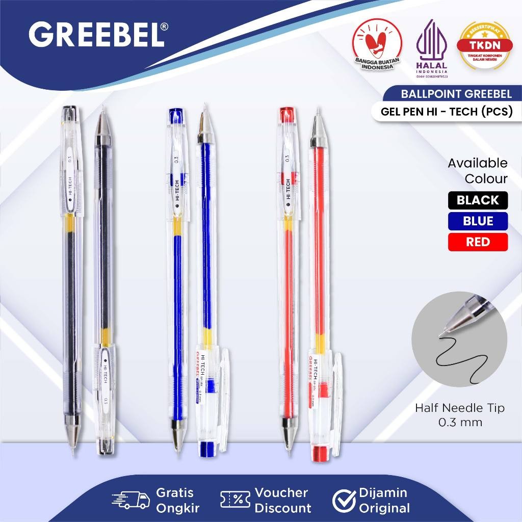 Jual GREEBEL Pulpen Gel / Gel Pen GP-506 Hi-Tech 0.3 (1PCS) / Ballpen Gel Ballpoint Bolpen ...