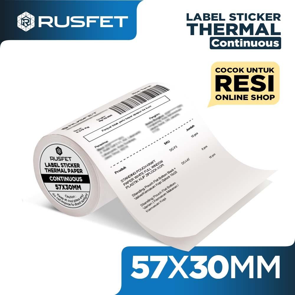 Jual Label Sticker Thermal Continuous Rusfet Lebel 57X30 Dus Kargo ...