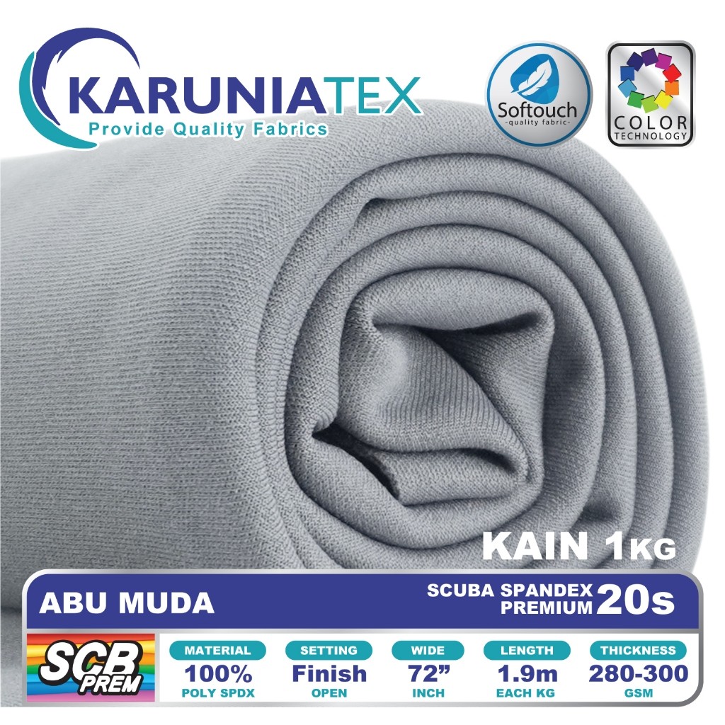 Jual Kain Scuba Spandex Premium 20s Kiloan | Abu Muda | Karunia Textile ...