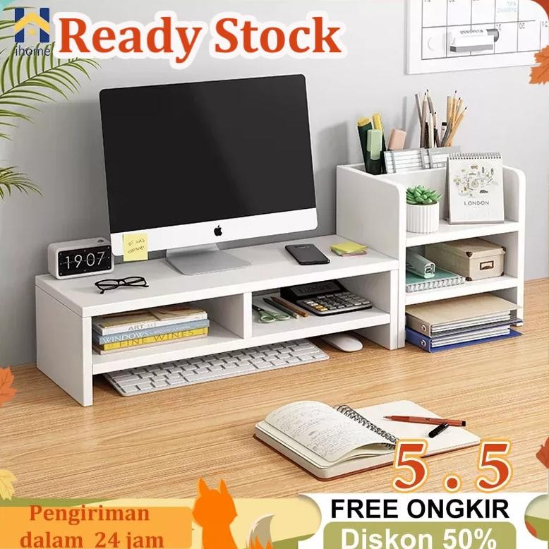 Jual Stand Monitor Rak Monitor Desktop Dudukan Komputer Kayu Rak Buku ...