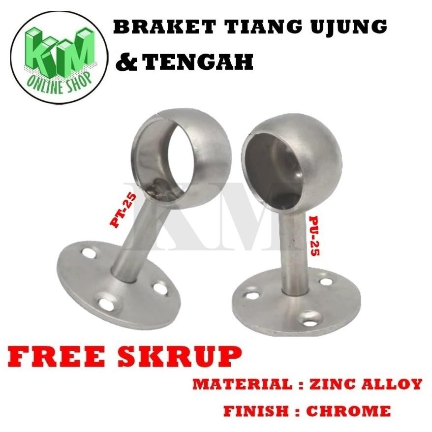 Jual Braket Tiang Sock Pipa Bulat Bracket Pipa Chrome Stainless Tengah ...