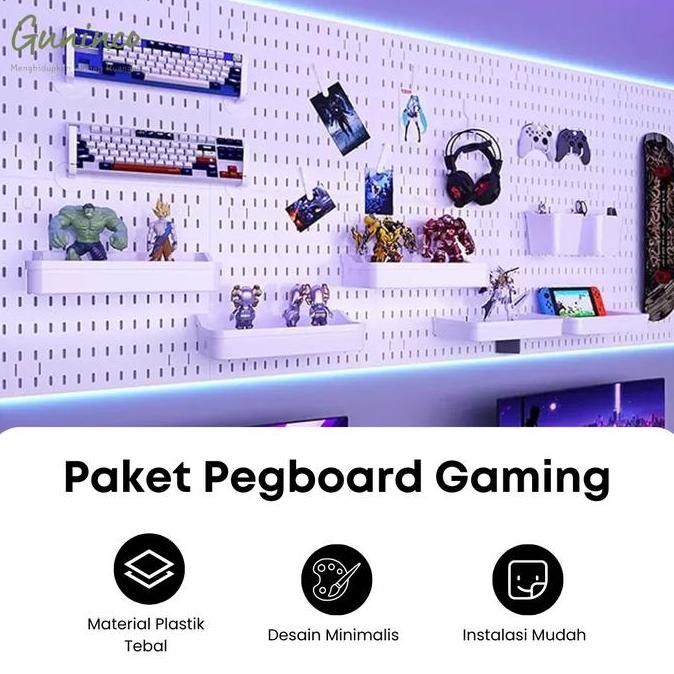 Jual GUNINCO Pegboard Gaming Setup - Wall Shelf Board Full Set ...