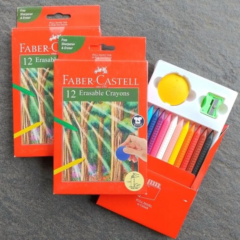 Jual Crayon Oil Pastel Faber Castel Erasable 12 Warna Free Rautan ( Set ...