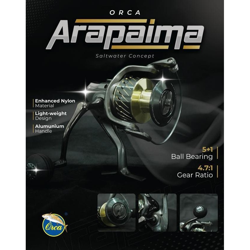 Jual REEL SPINNING ORCA ARAPAIMA SALTWATER CONCEPT POWER HANDLE ...