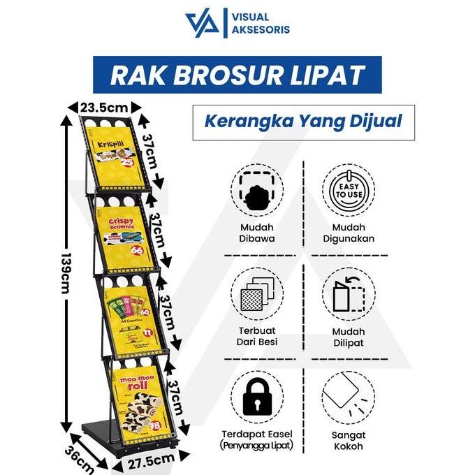 Jual Rak Brosur Lipat 4 Susun Portable Rak Display Katalog, Majalah ...