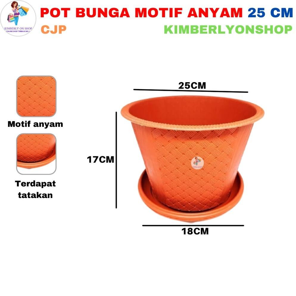 Jual Pot Bunga Motif Anyam Warna Ukuran 25 + Tatakan Ready Stok ...