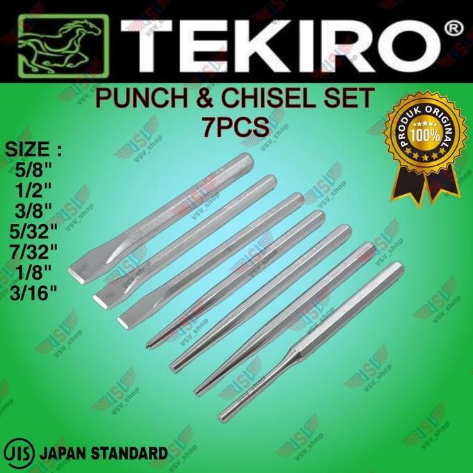 Jual TEKIRO Punch and Chisel Set 7pcs Pahat Besi Penitik Pin Punch Cold ...