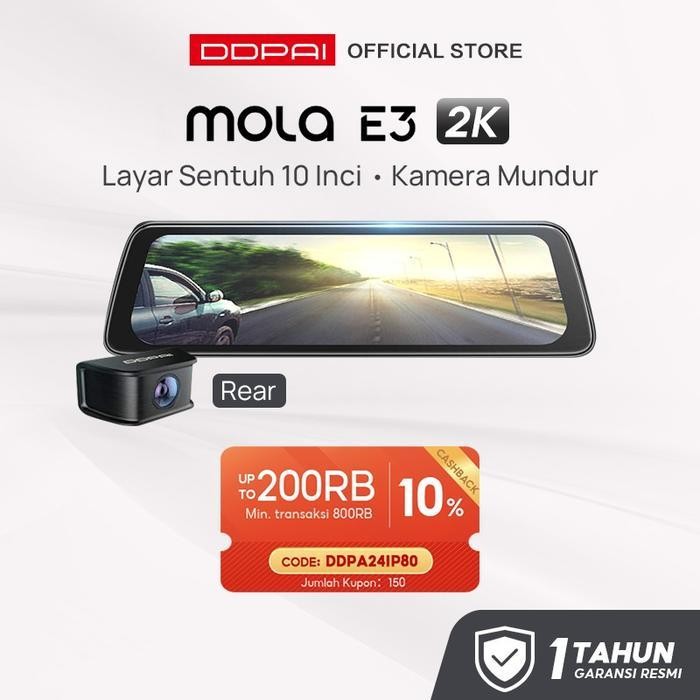 Jual Ogs Ddpai Mola E3 Dashcam 1440P 2K Hd 24 Jam Monitor Parkir Depan&Belakang | Shopee Indonesia