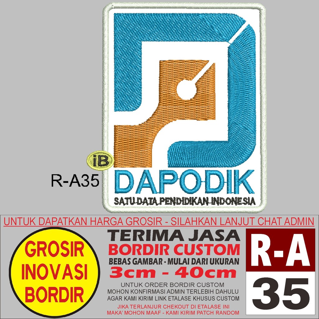 Jual R-A35 LOGO DAPODIK PATCH BORDIR LOGO/EMBLEM - GIB REVIEW TESTIMONI ...