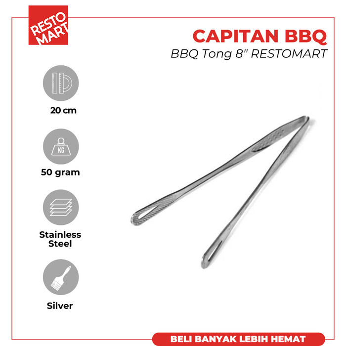 Jual BBQ Tong / Capitan BBQ 8" RESTOMART Stainless (1012129) | Shopee ...
