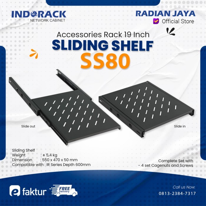 Jual SS80 INDORACK 19" SERIES SLIDING SHELF DEPTH 550MM | Shopee Indonesia