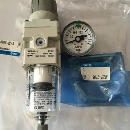 Jual Aw20-02Bg (Air Filter Regulator 1/4 In+ Pressure Gauge+Plat Besi ) Smc | Shopee Indonesia