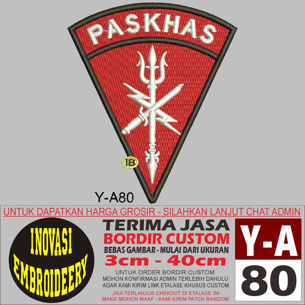 Jual PATCH BORDIR Y-A80 LOGO PASKHAS - INOVASI EMBROIDERY TESTIMONI ...