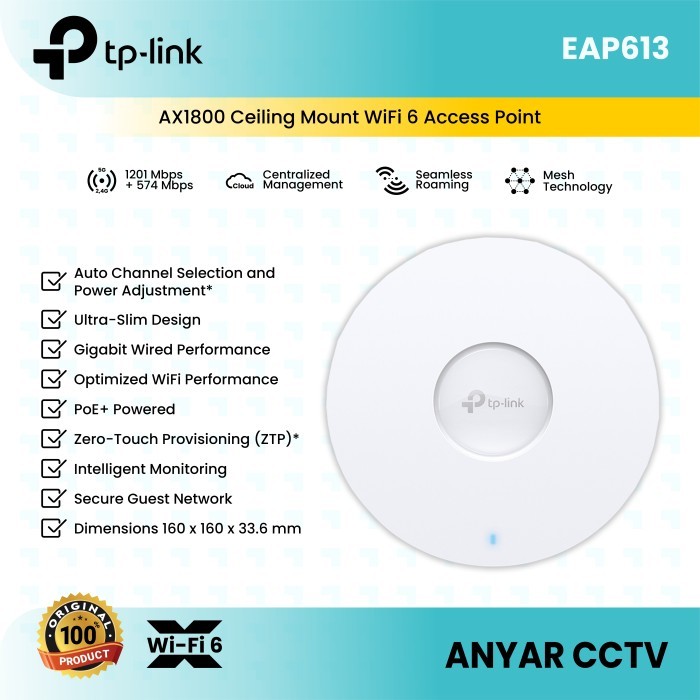 Jual Tp-Link EAP613 AX1800 WiFi 6 Dual Band Gigabit Wireless Access Point | Shopee Indonesia