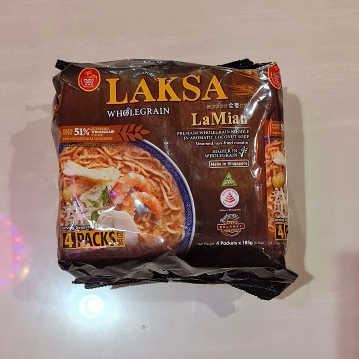 Jual Mie Prima Taste Singapore Laksa Lamian La Mian Wholegrain 4 x 185 ...