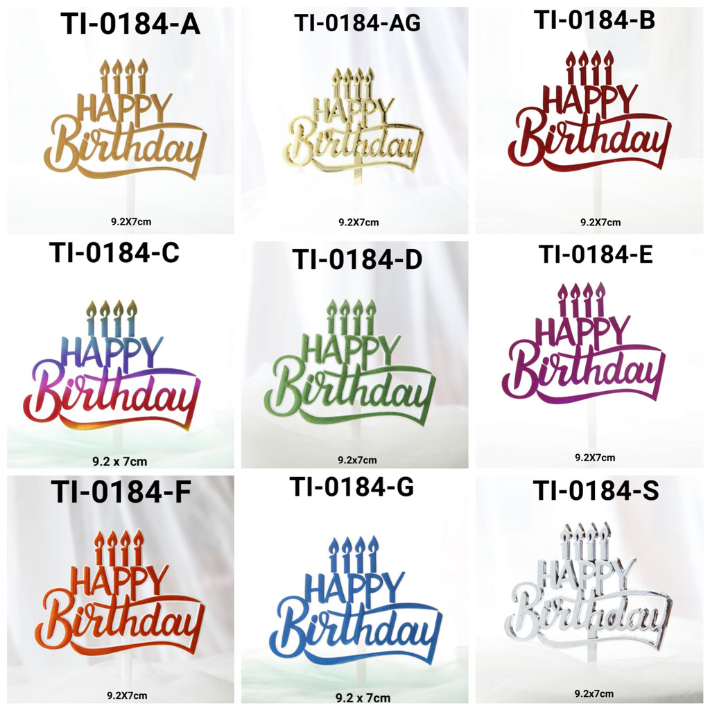 Jual GR-TI-0184 Cake topper kue tulisan happy birthday ultah lilin ...