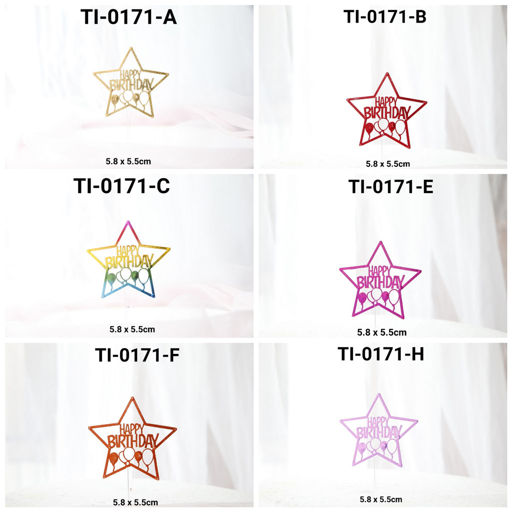 Jual GR-TI-0171 Cake topper tulisan plastik happy birthday ultah ...