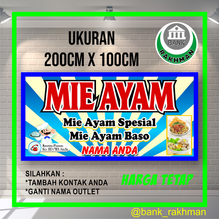 Jual SPANDUK BANNER MIE AYAM UKURAN 200CM X 100CM | Shopee Indonesia