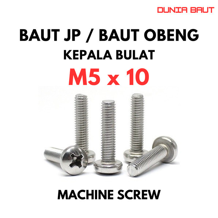 Jual Baut JP M5X10 Machine Screw M5 X 10 Pan Head 5X10 Baut Obeng ...