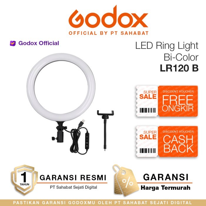 Jual Godox Ring Light Lr120 Black Lr-120 Lr 120 Make Up Led Bicolor ...