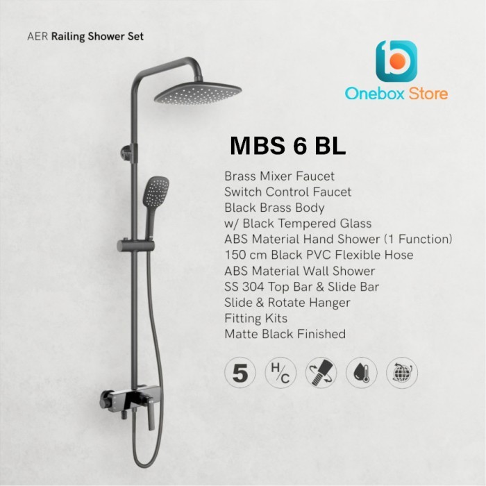 Jual AER MIXER BATHUB SHOWER SET KRAN PANAS DINGIN MBS 6 BL KODE 1225 ...
