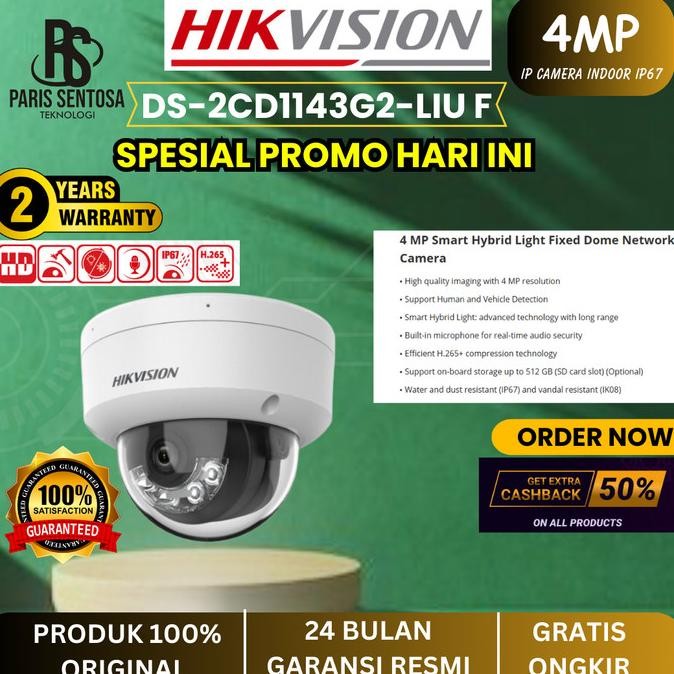 Jual Produk Baru!! HIKVISION IP CAMERA 4MP DS-2CD1143G2-LIU CCTV DOME AUDIO DUAL LIGHT | Shopee ...