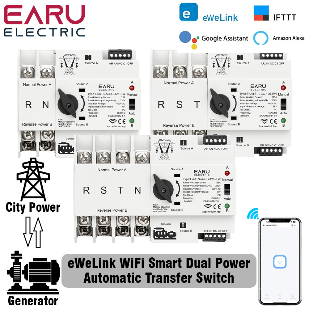 Jual WYU WiFi Smart Dual Power Automatic Transfer Electrical Selector ...