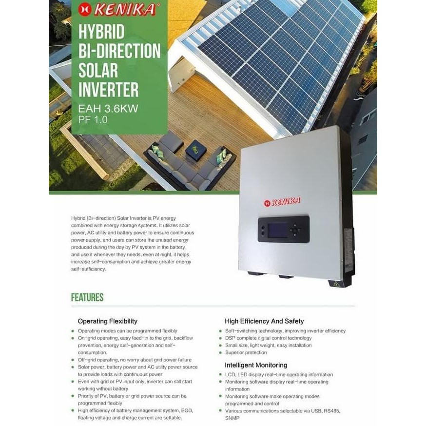 Jual SOLAR INVERTER MPPT 48V 3600W HYBRID [KENIKA EAH-3.6KW] ORIGINAL ...