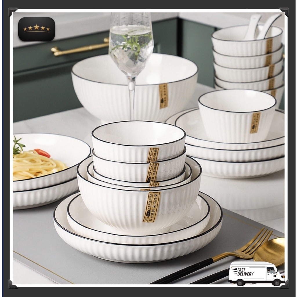 Jual Set Set Peralatan Makan Keramik Nordik Gaya Jepang Mangkuk Keramik ...