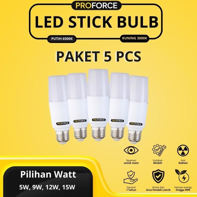 Jual SALE! PAKET 5 PCS PROFORCE BOHLAM LAMPU LED WARNA CAHAYA PUTIH STICK BULB HEMAT ENERGI ...