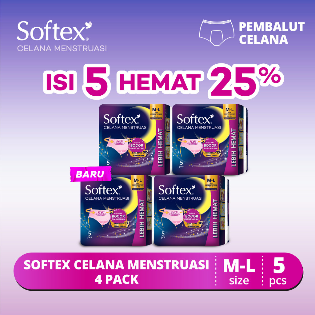 Jual Softex Celana Menstruasi M-L 5s x 4 Pack- Pembalut Celana - Spesial Bulan Ungu | Shopee ...