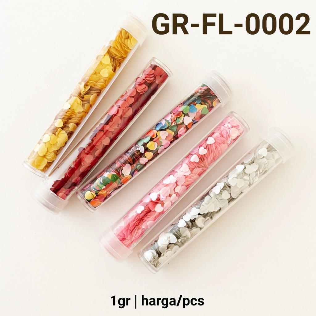Jual GR-FL-0002 Sprinkles glitter borci kertas emas hati love edible ...