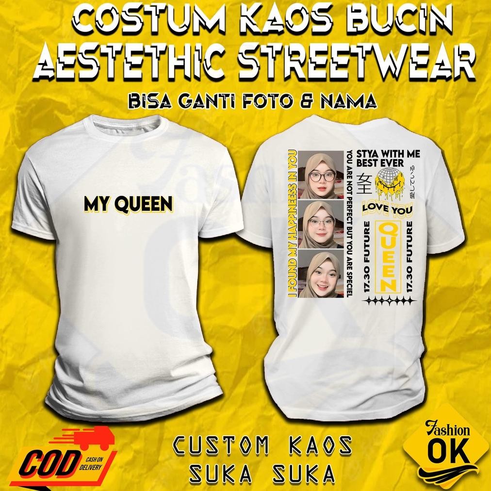 Jual Promo T-Shirt Custom Request Kaos Bucin Streetwear Bisa Request Pakai Foto Sendiri Suka ...
