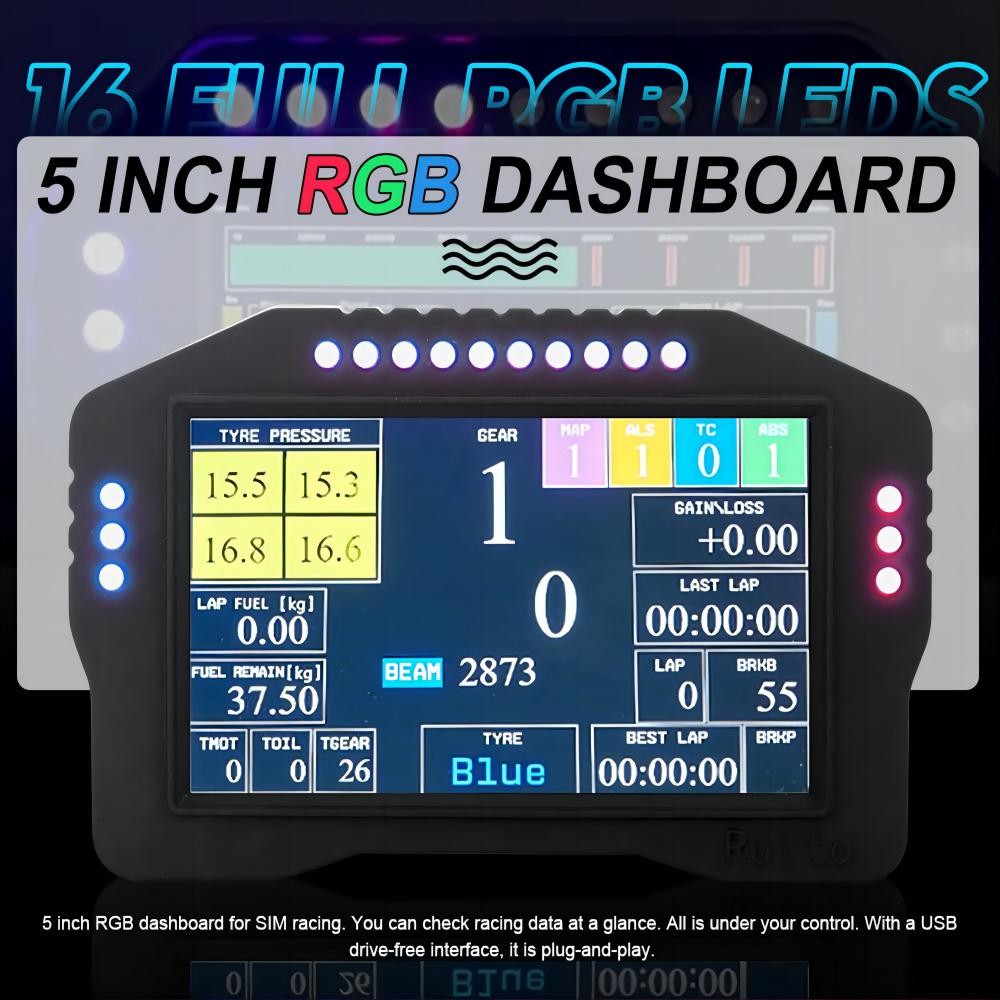 Jual HONYA Sim Racing Dashboard 5Inch 16RGB Car Speed Display Simulator ...