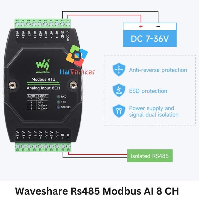 Jual Waveshare Modbus Rtu Rs485 8 Ch Analog Input 8ai Isolated Current
