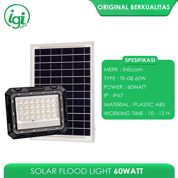 Jual LAMPU SOROT LED 60 WATT PANEL SURYA CELL SOLAR FLOOD LIGHT 60W ...