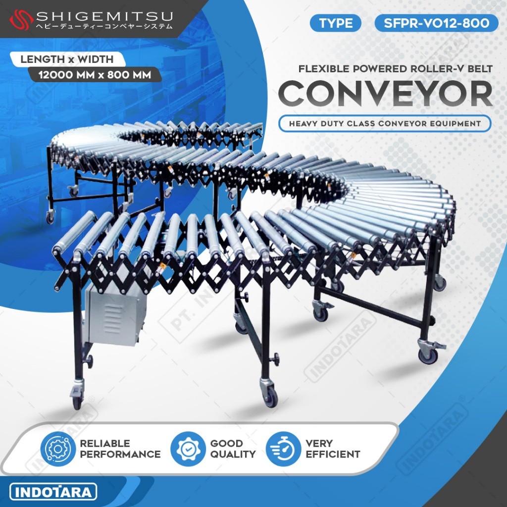 Jual Conveyor Belt Roller Conveyor 12m x 0.8 Shigemitsu SFPR-VO12-800 ...