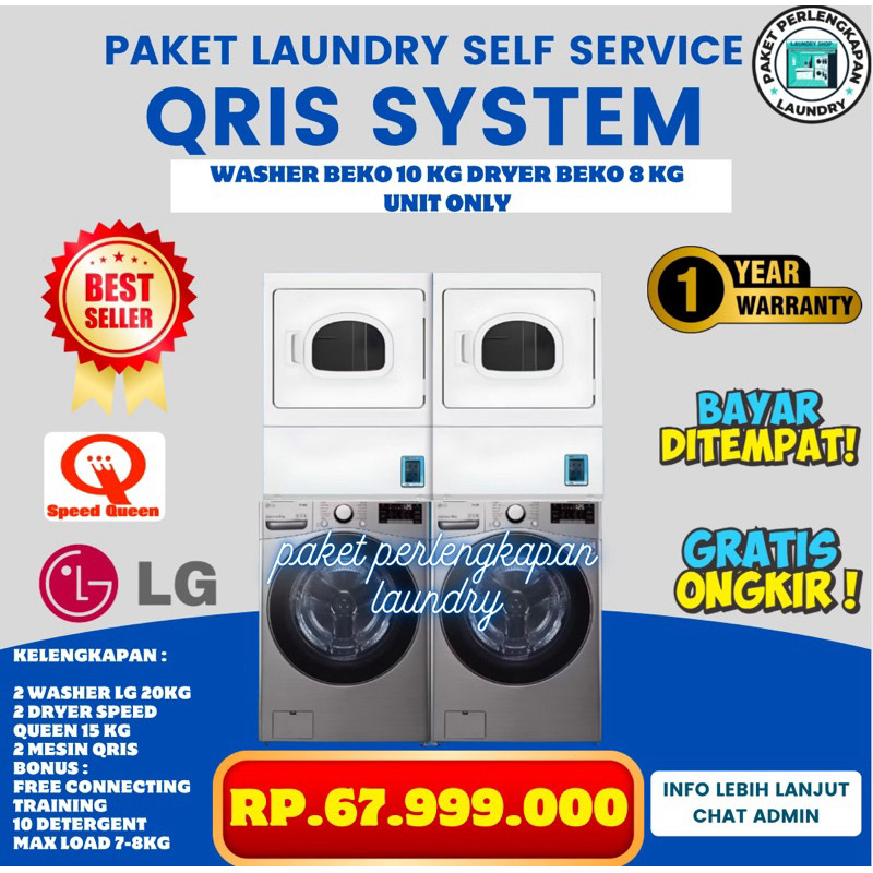 Jual PAKET MESIN LAUNDRY QRIS QR CODE SELF SERVICE MESIN CUCI LG 20KG ...