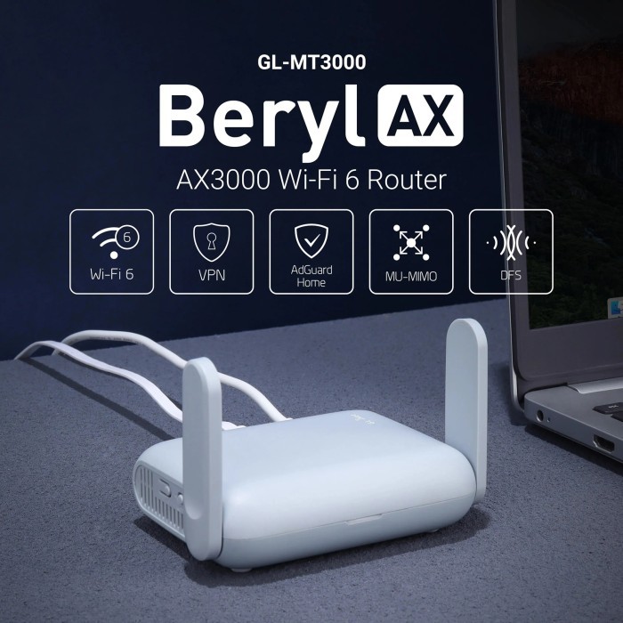 Jual GL.iNET Beryl AX GL-MT3000 WiFi 6 Powerful VPN Gateway Travel ...