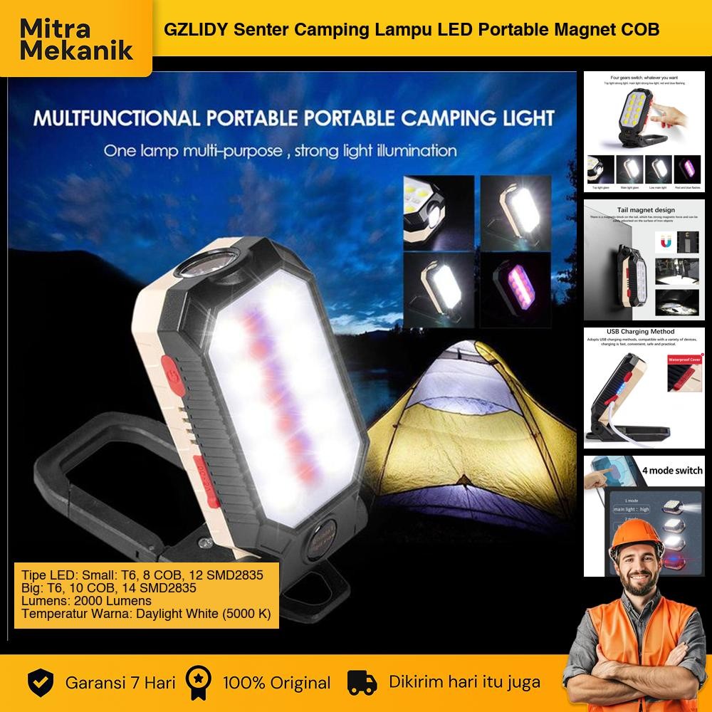 Jual GZLIDY Senter Camping Lampu LED Portable Magnet COB 2000 Lumens ...
