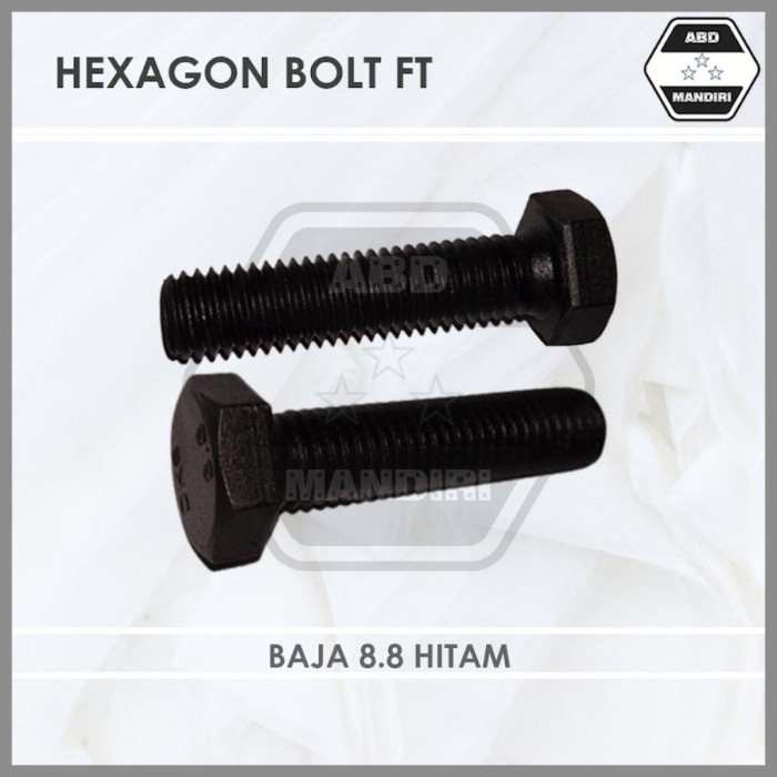 Jual Baja Hitam 8.8 Baut Hexagon M6 X 10 ( Black Hex Bolt ) M6x10 / 6x10 / Baut Baja HTB 6 x 10 ...