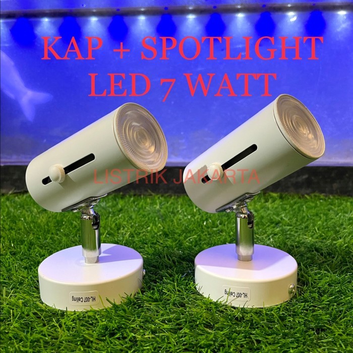 Jual Paket Kap Sorot R63 Plafon E27 Putih + Lampu Led Spotlight 7 Watt ...