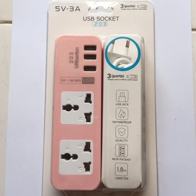 Jual Stop Kontak Colokan Listrik Usb Charger Hp 3 Ports Usb Kabel Pjg 1,8M Original Dan ...