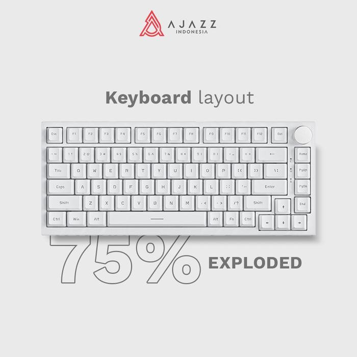 Jual ajazz ak820 monochrome 75% layout 82keys+ metalknob mechanical ...