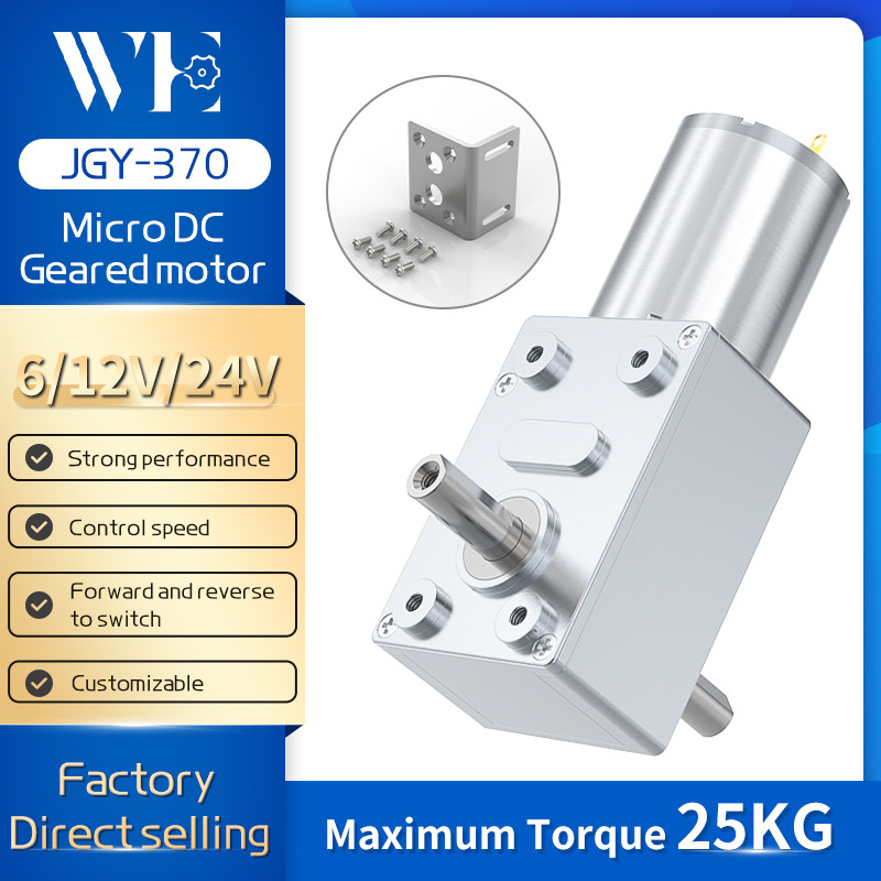 Jual ADS Double Shafts Turbo Worm Gear Motor High Torque JGY-370 6V 12V 24V DC Electric Motor Dc ...