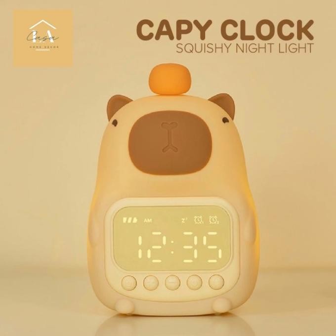 Jual Cute Capybara Night Light Clock Alarm Squishy Model / Lampu Tidur ...