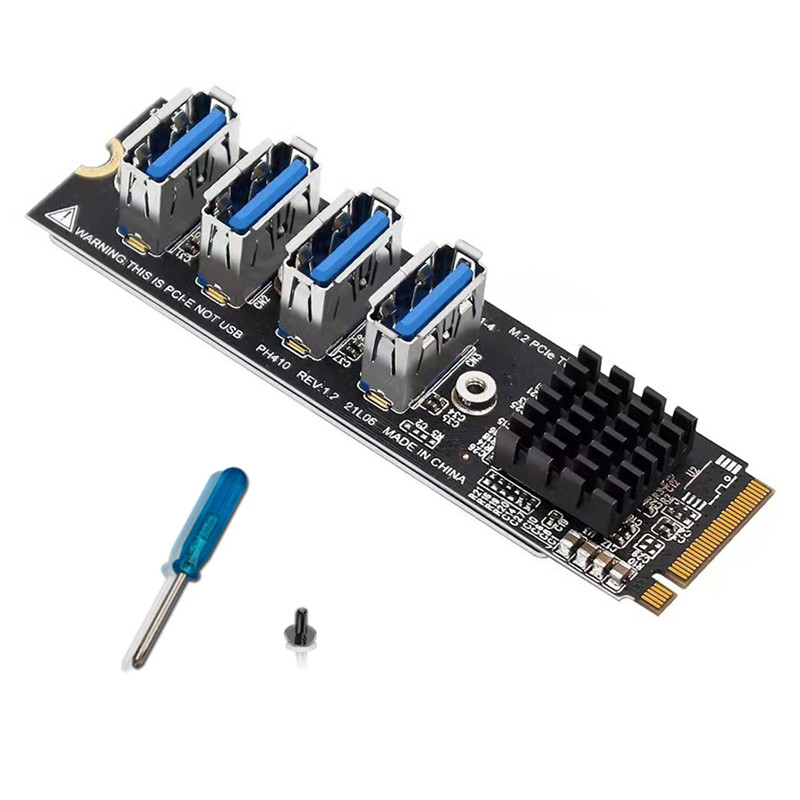 Jual LAGI BERJUANG M.2 NVME to 4 Port PCI-E X1 USB3.0 Riser Card PCI ...