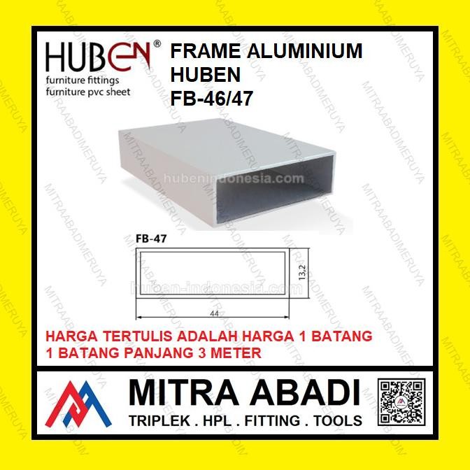 Jual PROFIL FRAME HANDLE ALUMUNIUM ALUMINIUM HUBEN FB 46 47 FB46 FB47 | Shopee Indonesia