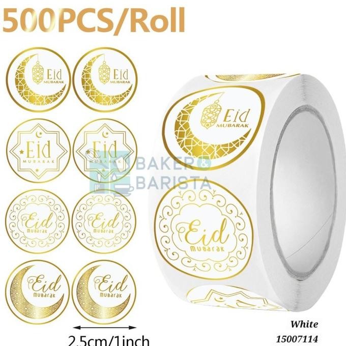 Jual Produk Unggulan] Sticker Roll Lebaran isi 500 stickers eid mubarak ...
