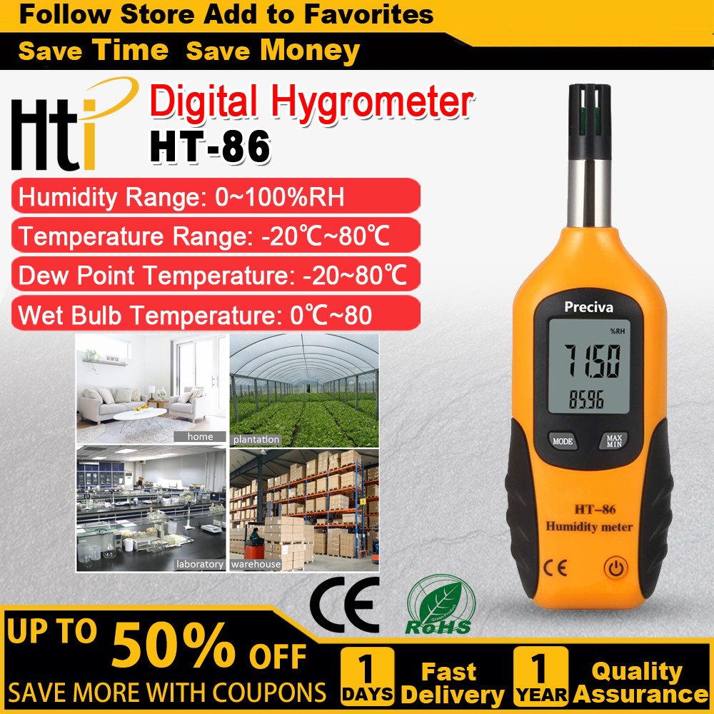 Jual RAW HTI HT-86 Mini Digital Thermometer And Hygrometer Temperature ...